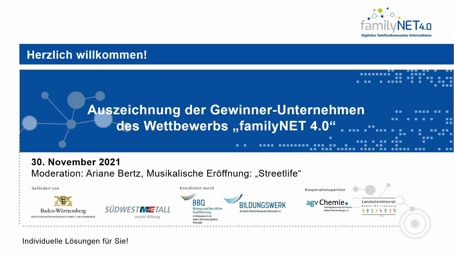 Auszeichnung der Gewinner "familyNET 4.0"